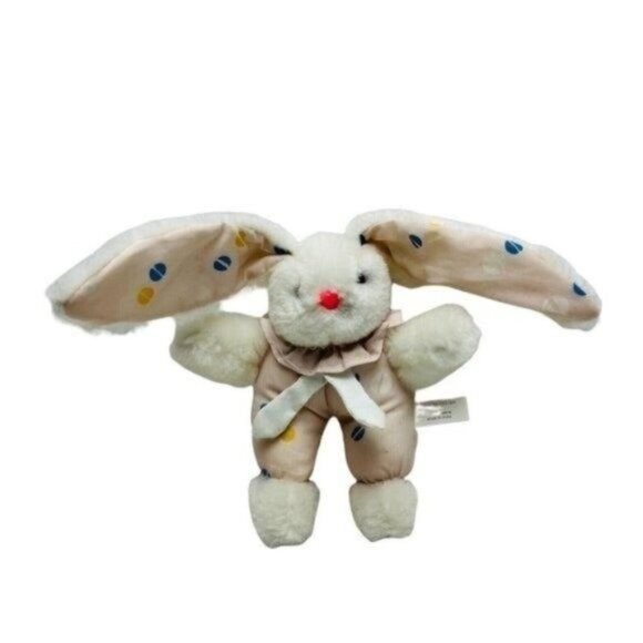 Vintage | Toys | Vintage Plush Bunny Rabbit Polka Dot White Pink Hard ...
